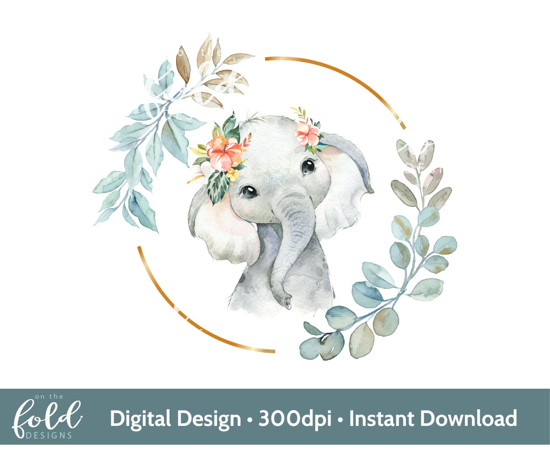 Floral Elephant PNG Clipart: Safari Animal Design (digital Download) - Etsy