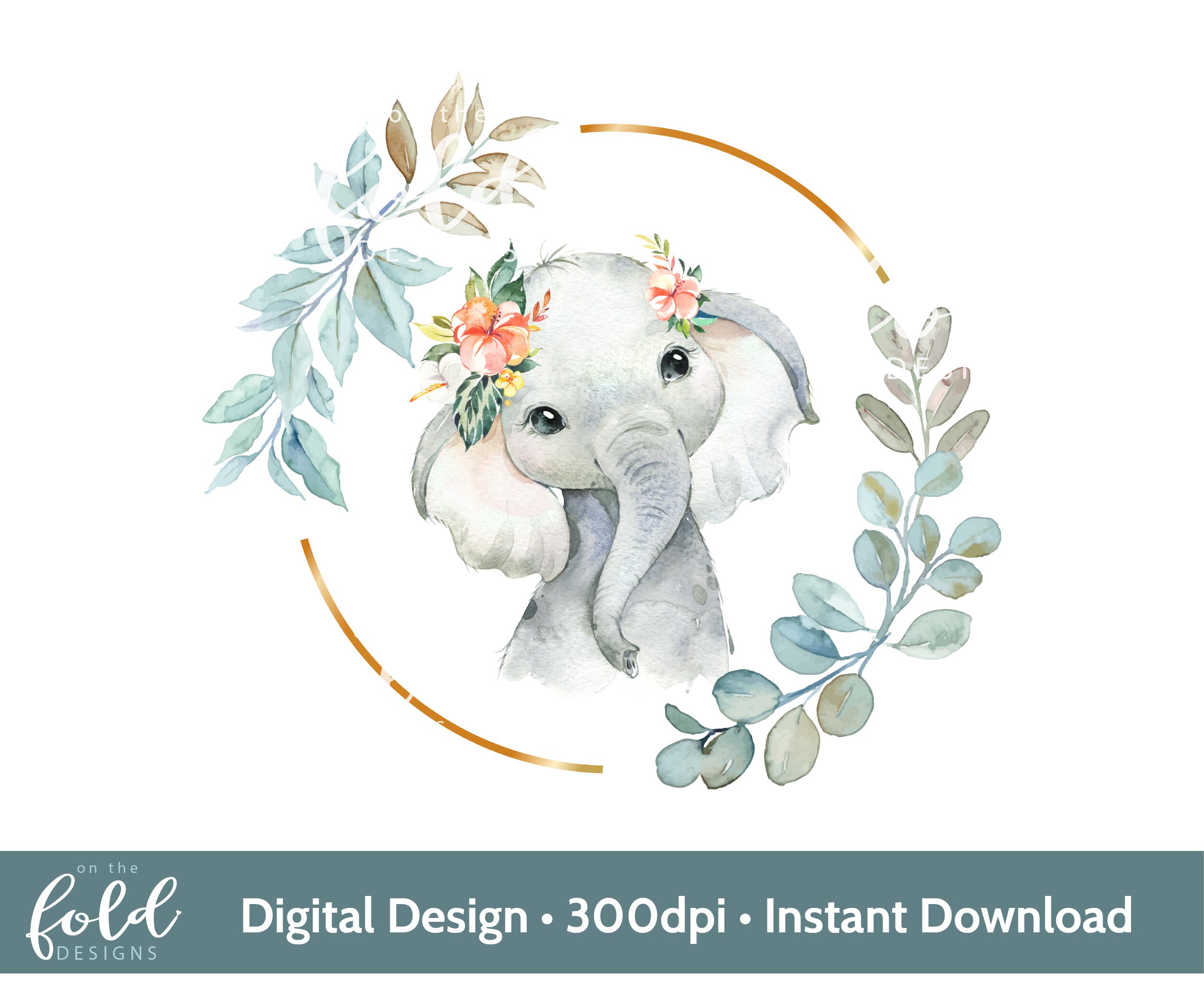 Floral Elephant PNG Clipart: Safari Animal Design (digital Download) - Etsy