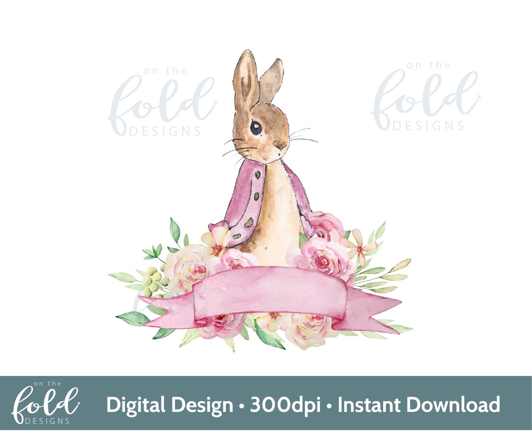 Peter Rabbit Flopsy Bunny Yellow Sunflower Wreath Watercolour PNG ...