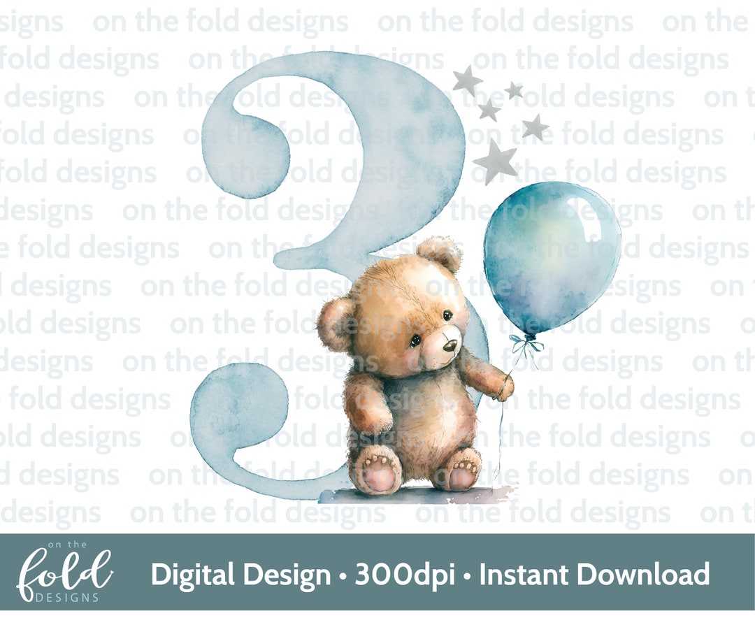 Teddy Bear, Number 3, Balloons, 3rd Birthday, Clipart, Sublimation. PNG ...