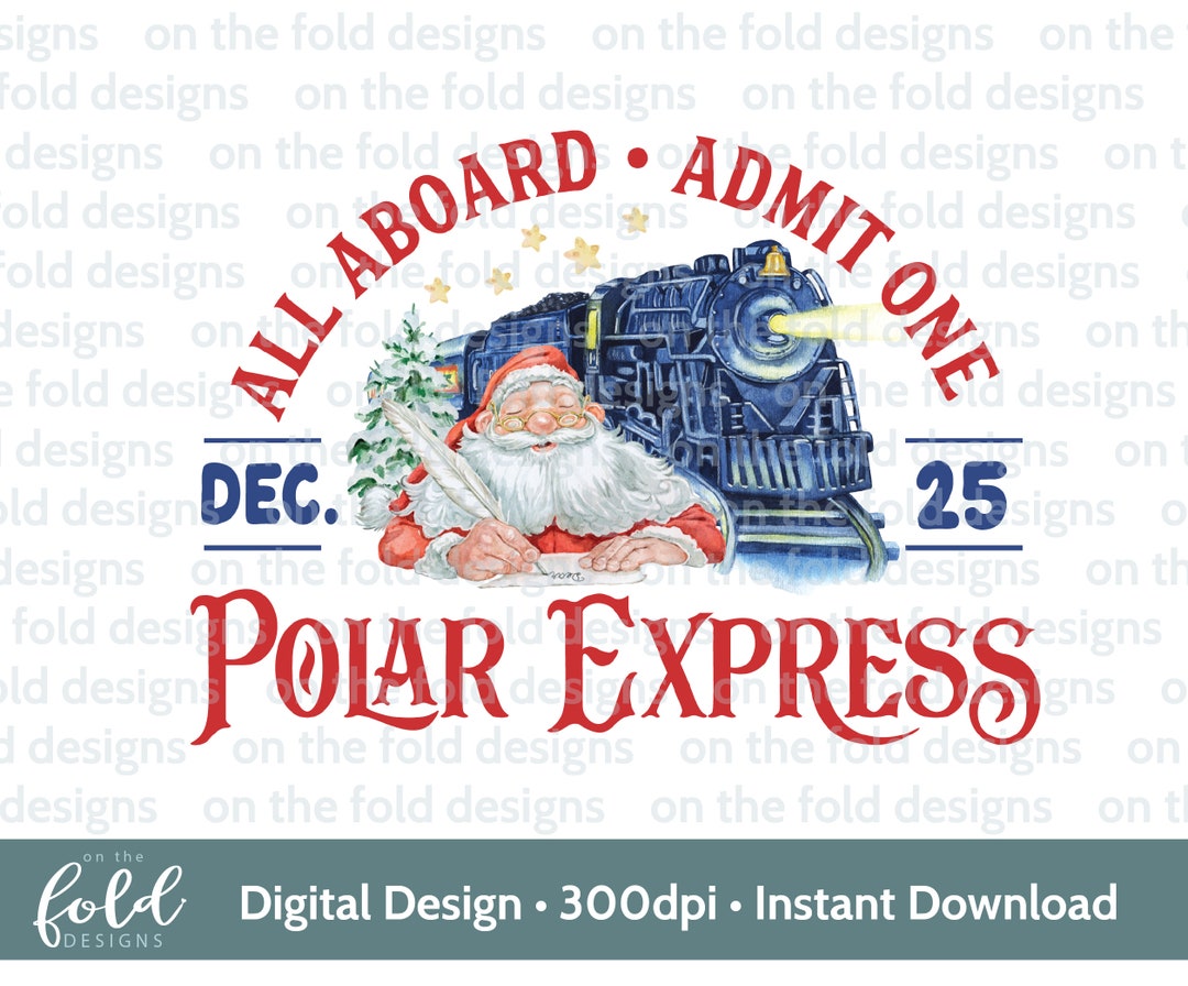 Polar Express Christmas Clipart, Santa Train Wreath, Blue Train, T ...