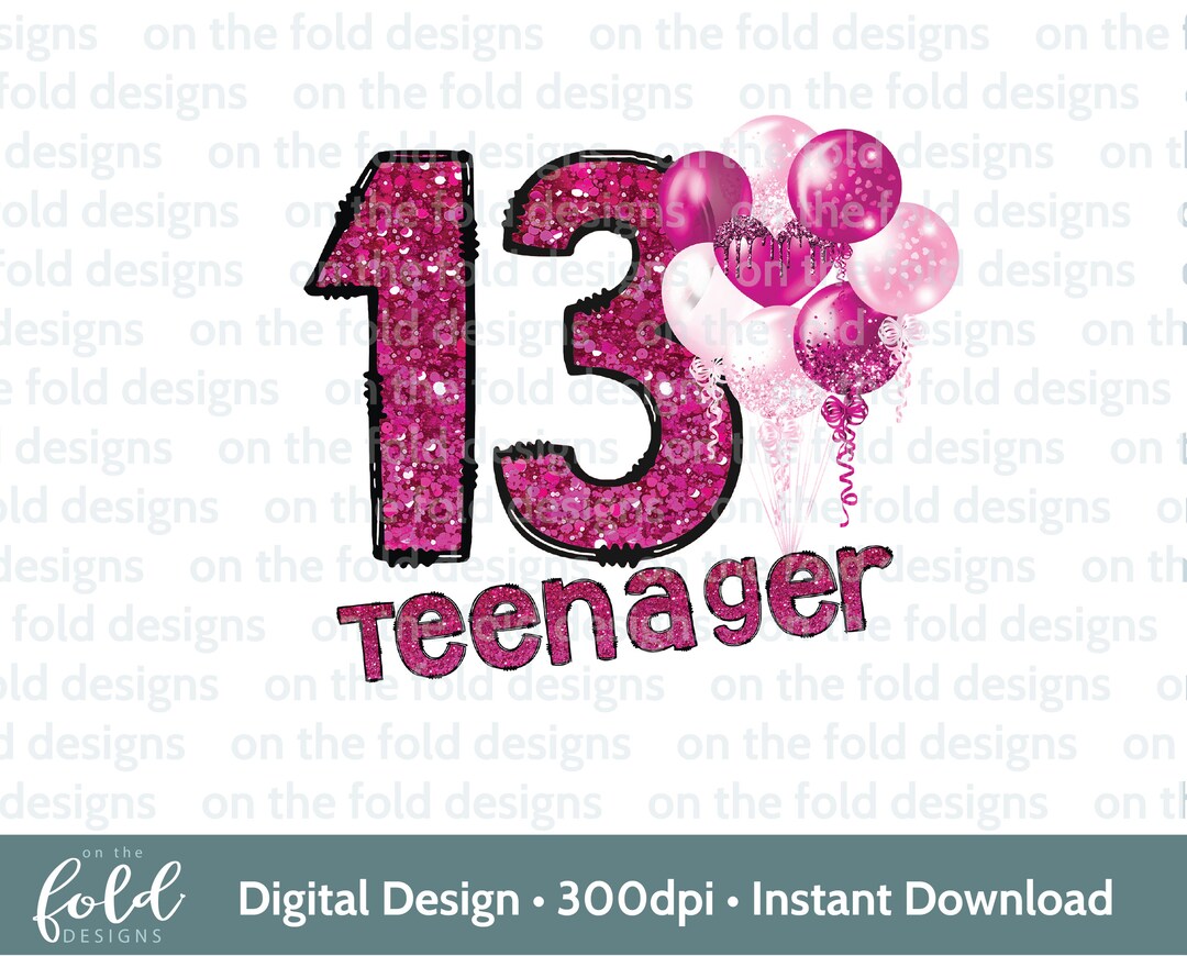 Thirteen Clipart, Teenager Baby Pink Balloons PNG Teenager Clipart ...