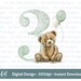 Teddy Bear, Number 3, Balloons, 3rd Birthday, Clipart, Green Balloons ...