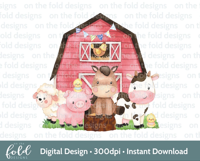 Farm Animals Clipart PNG – Cute Watercolor Barnyard Animals, Baby ...