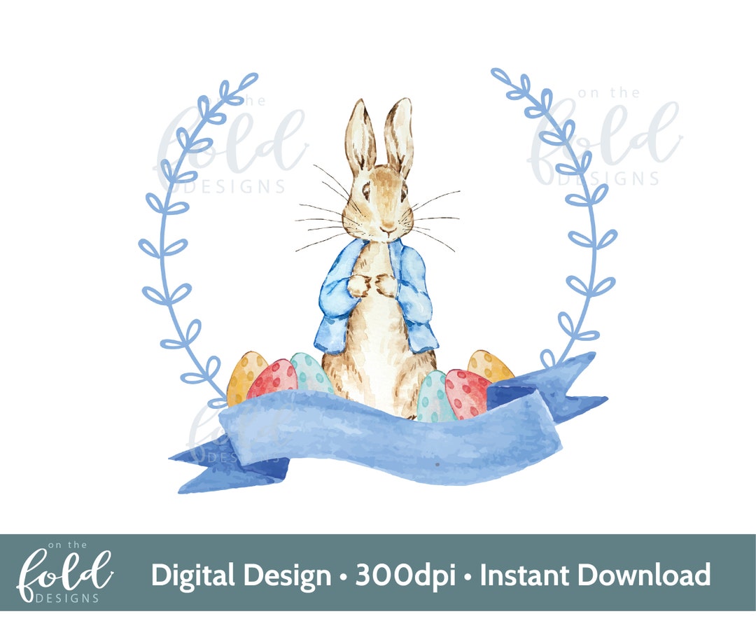 Peter Rabbit Easter Wreath With Easter Eggs and Ribbon Clipart - Etsy UK
