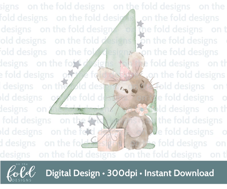 Mouse, Number 4, Balloons, 4th Birthday, Clipart, Sublimation. PNG ...