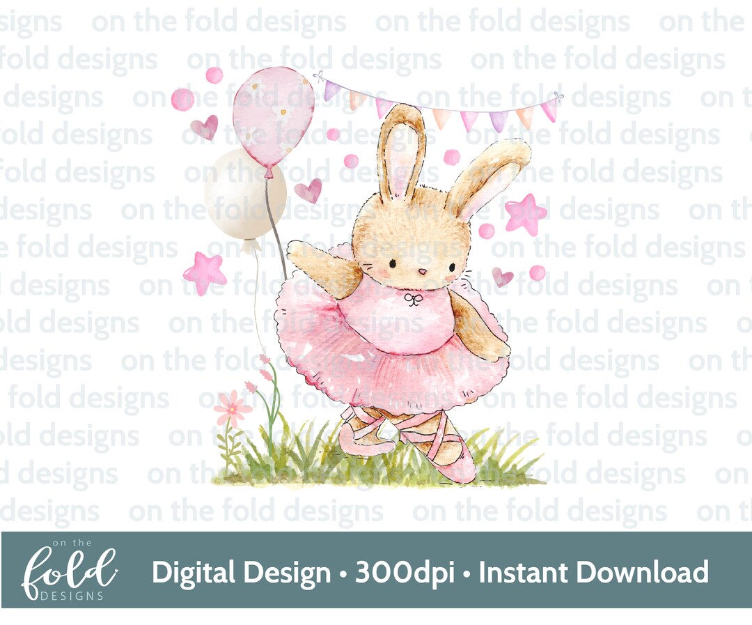 Ballerina, Ballet Bunny, Pink Dancer, Sublimation Design, PNG, Digital ...