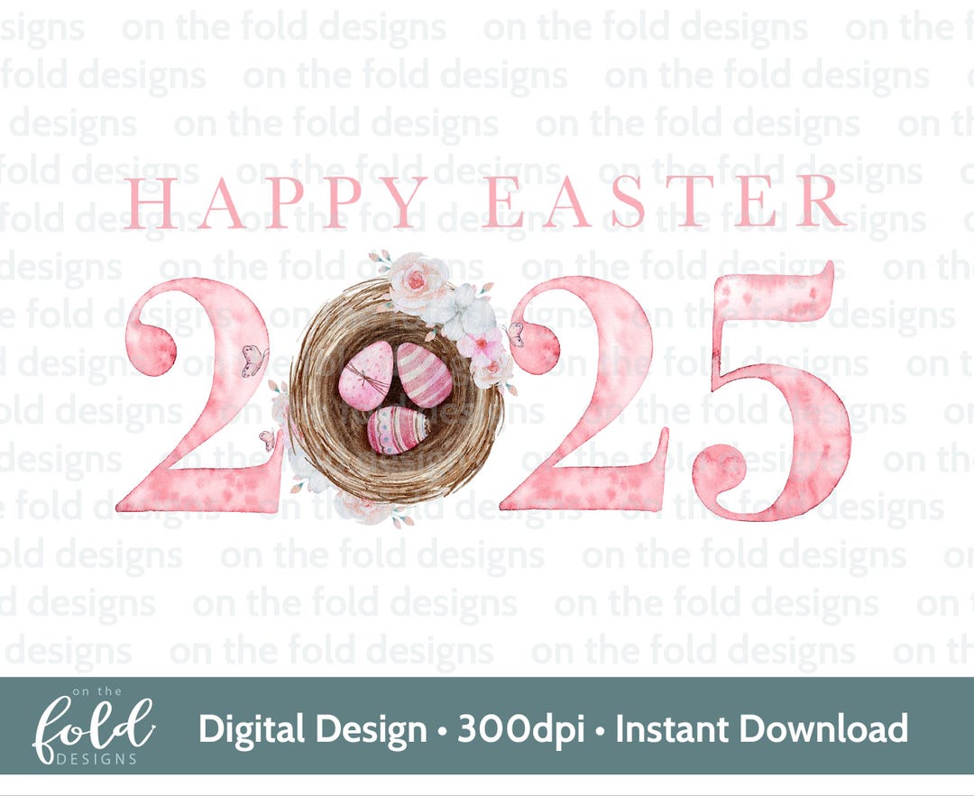 Happy Easter 2025 Clipart Pink Patel Colour PNG Instant Digital ...