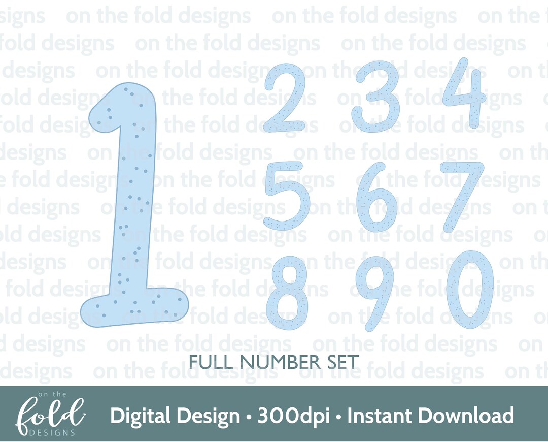 Blue Polka Dot Number Clipart Set, Birthday Sublimation (digital ...