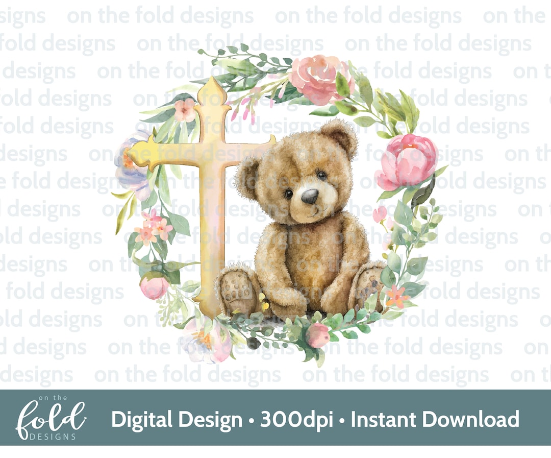 Teddy Bear Christening, Baptism, Naming Day, Holy Communion Cross, PNG ...