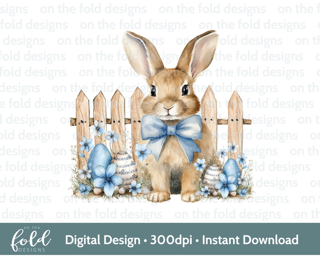 Blue Easter Bunny Rabbit Clipart Blue Bow Tie, Watercolour, PNG ...