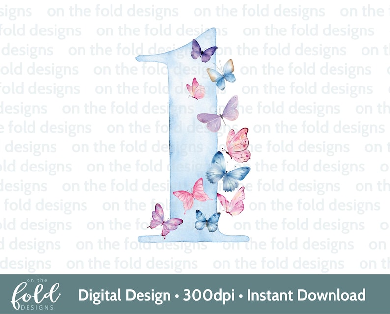 1st Birthday Butterfly Blue Clipart Number One Image Png Instant ...