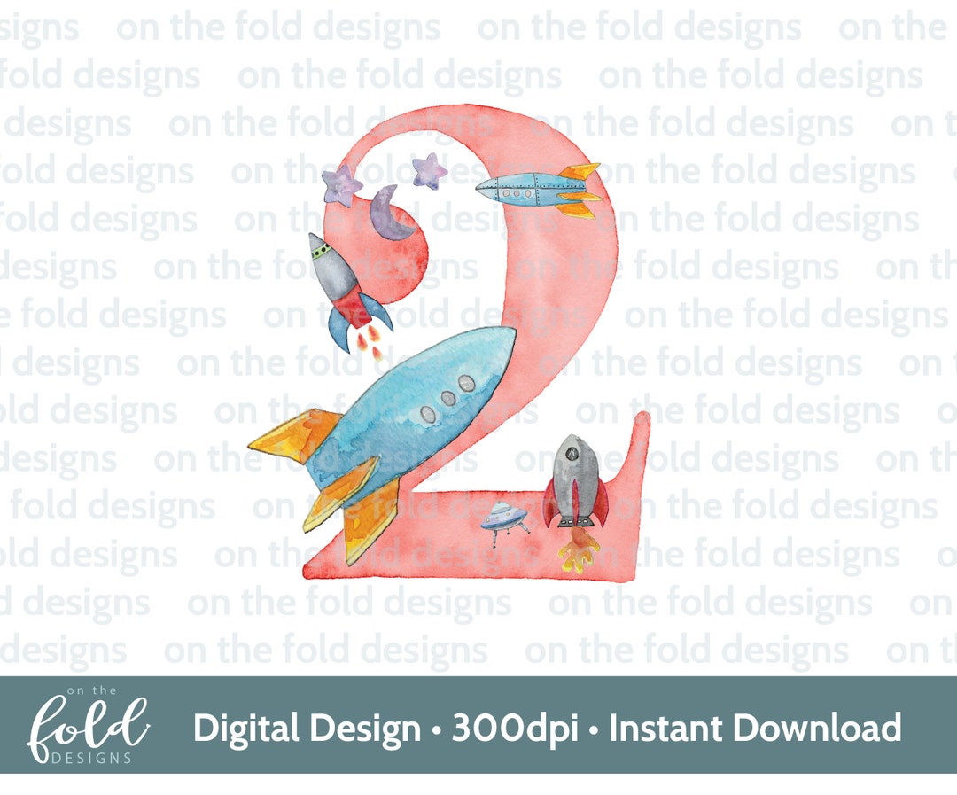 Space, Astronaut 2nd Birthday Number 2, Clipart, Sublimation, PNG ...