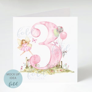 Fairy 3rd Birthday Clipart Magical Pink Number Three, Watercolor ...