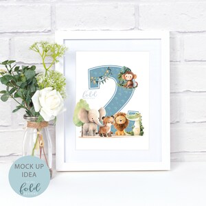 Safari 2nd Birthday, Clipart, Number Two PNG, Jungle Animal Sublimation ...