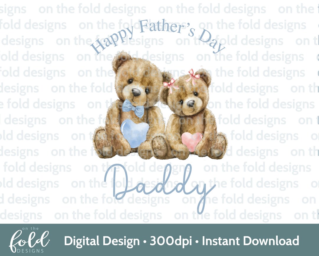 Daddy + Baby Bear Clipart Father's Day Instant Download Sublimation ...