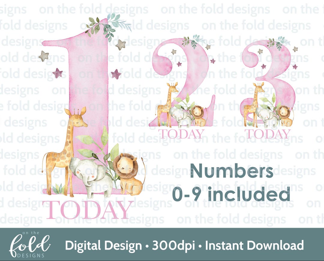 Safari Numbers Clipart Pink Jungle Birthday PNG Download Transparent ...