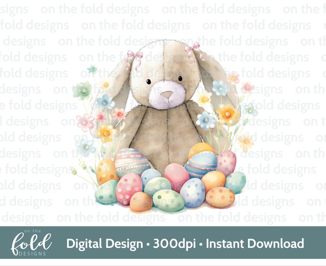 Cute Bunny Clipart Easter Eggs Pastel Flowers, Spring Garden, PNG ...