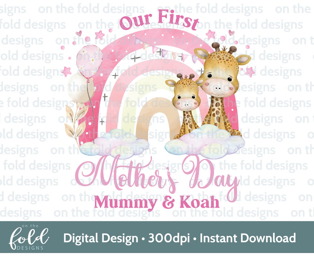 Giraffe Rainbow Mothers Day Clipart PNG Transparent Design Pink Image ...