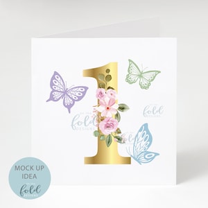 1st Birthday Butterfly Clipart, Number One Image, Png Instant Download ...