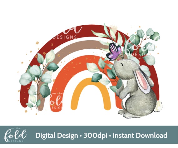 Rainbow Bunny in Autumnal Colours PNG for Instant Download for - Etsy