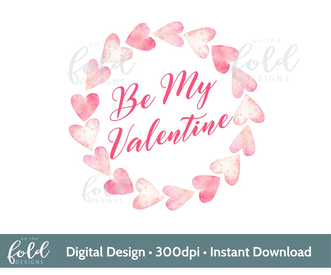 Will You Be My Valentine Pink Heart Frame Border Png Instant Digital ...