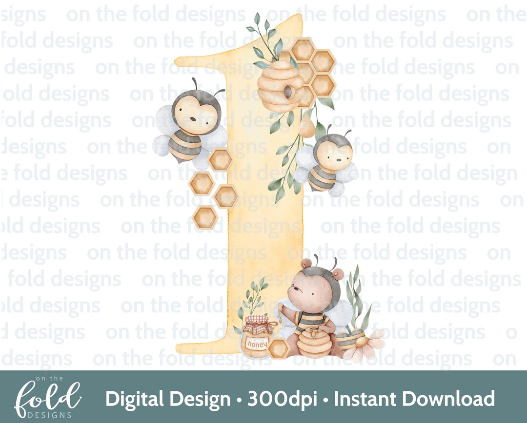 Bee First Birthday Clipart Png Transparent Background Honey Comb Bee ...
