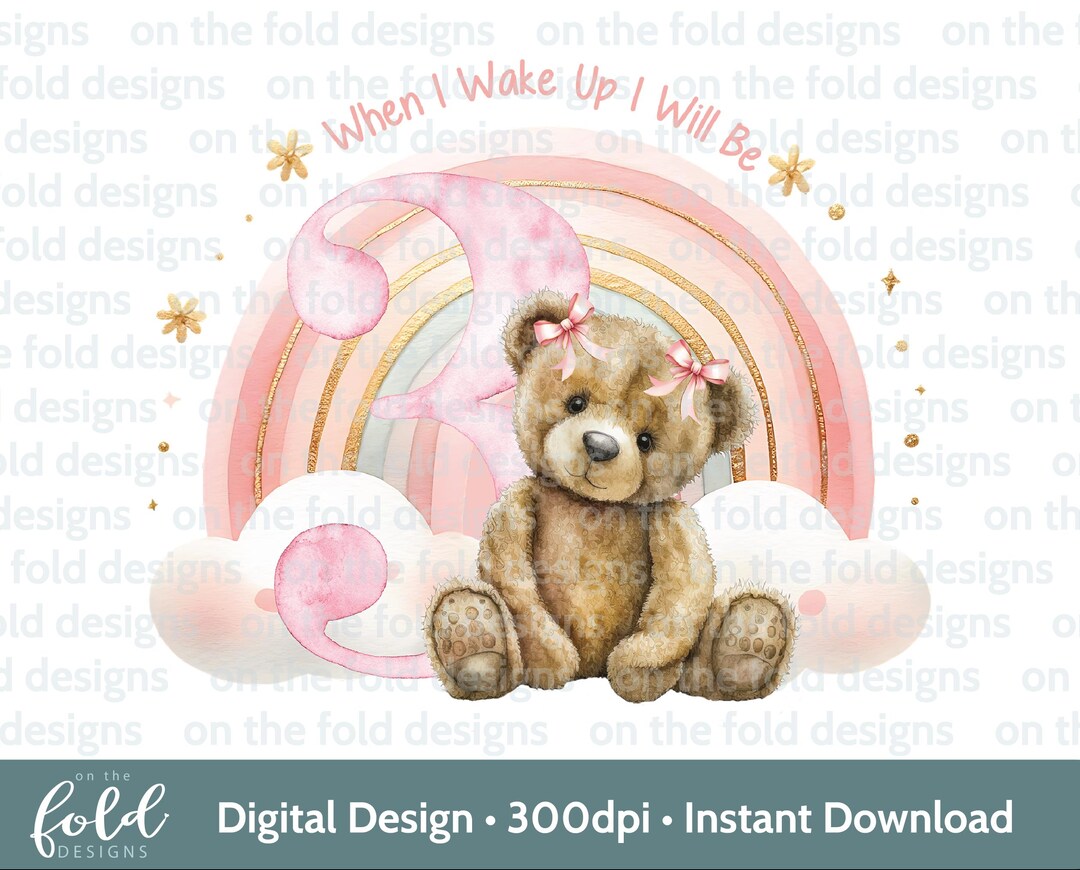 Rainbow Teddy Bear Clipart: Watercolor PNG Digital Download - Etsy