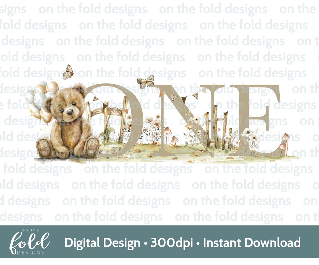 Teddy Bear, Number 1st Birthday, Clipart, Sublimation PNG Instant ...