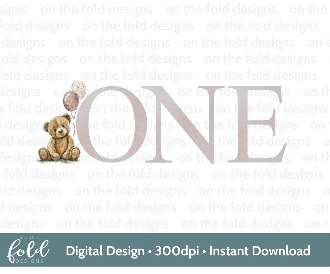 Teddy Bear, Number 1, Balloons, 1st Birthday, Clipart, Sublimation. PNG ...