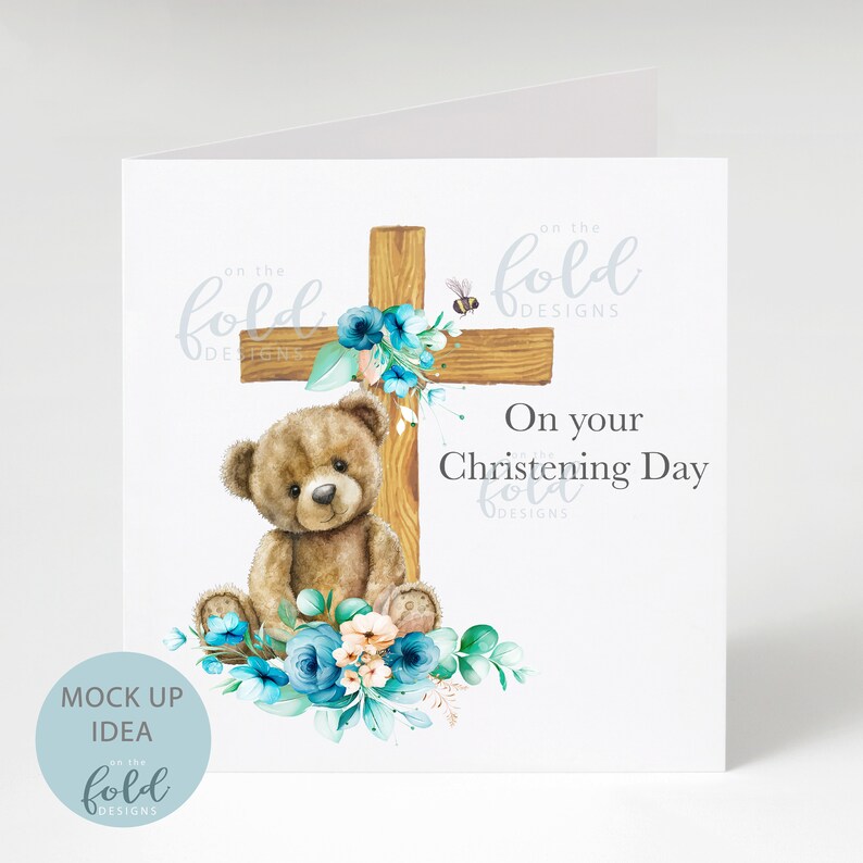 Teddy Bear Christening, Baptism, Naming Day, Holy Communion Cross, PNG ...