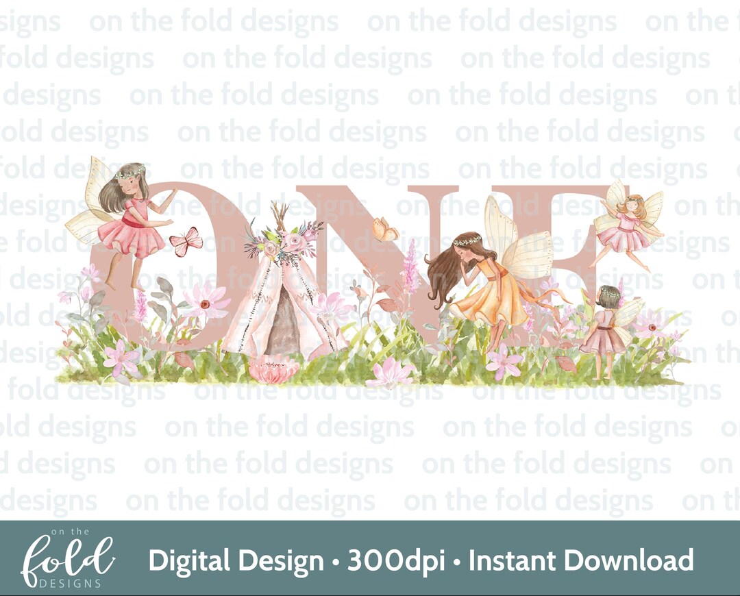 Pink Fairy, 1st Birthday, Number One, Watercolor Clipart, PNG ...