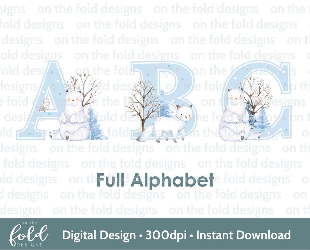 Winter Wonderland Alphabet Clipart PNG, Arctic Animals Woodland ...
