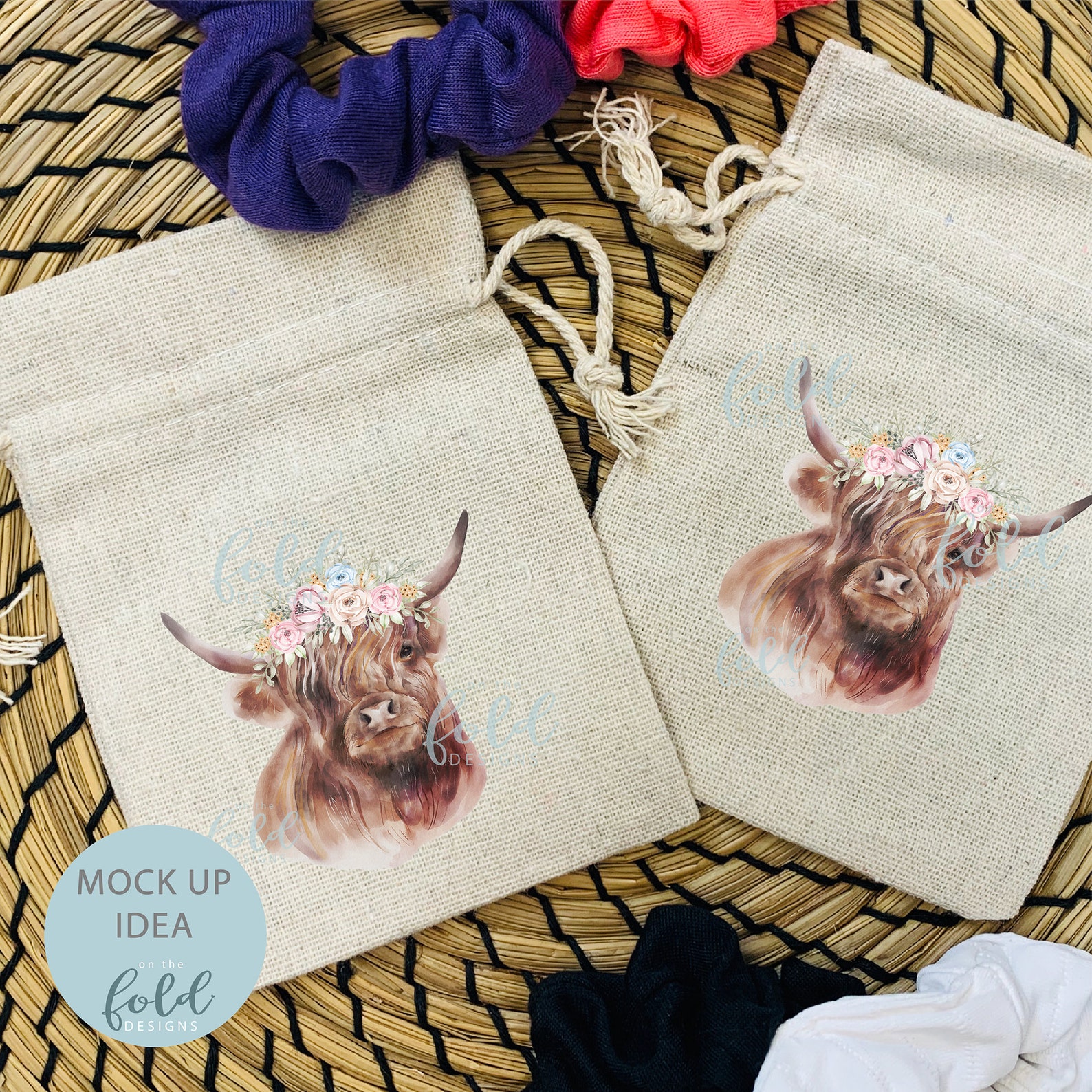 Highland Cow Floral Garland Headpiece Clipart Instant Download File ...
