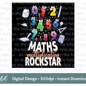 Multiplication Maths Rockstar Clipart Sublimation PNG Instant Digital ...