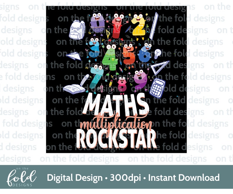 Multiplication Maths Rockstar Clipart Sublimation PNG Instant Digital ...