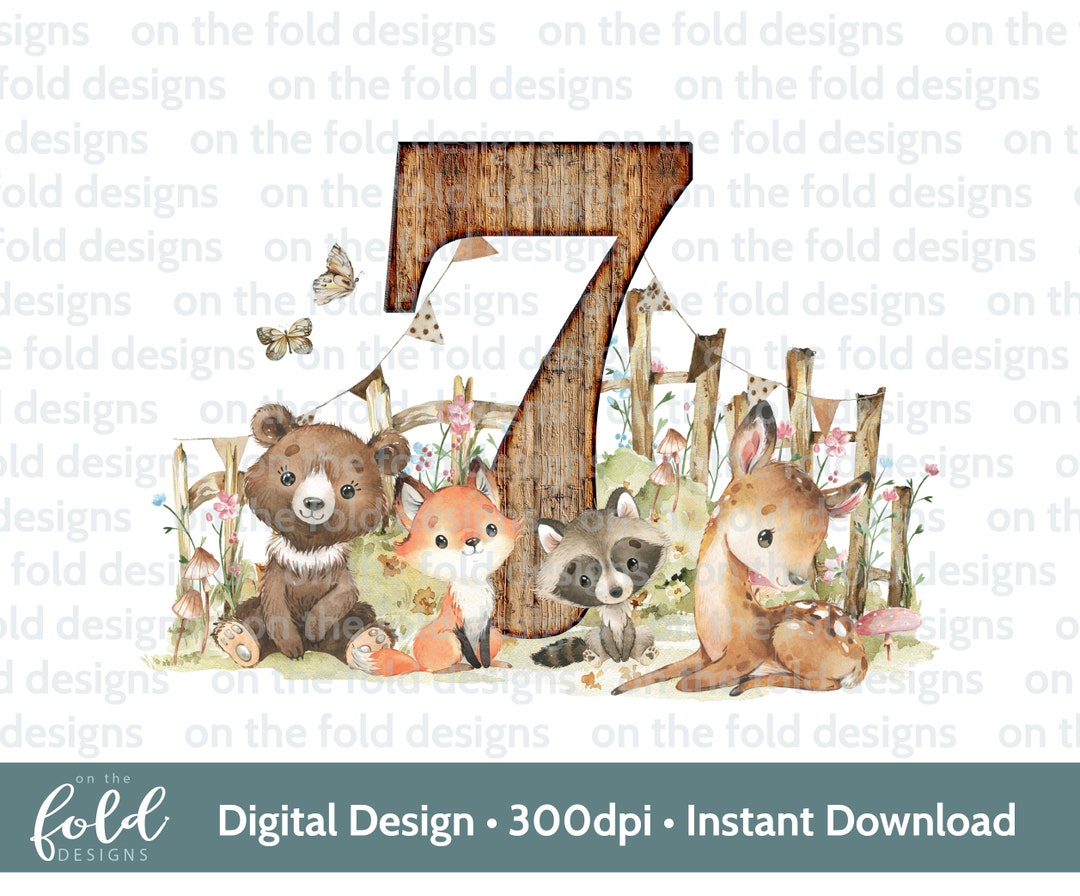 Seventh Birthday Woodland Animal Png Clipart Transparent, 7th Party ...