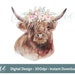Highland Cow Floral Garland Headpiece Clipart Instant Download File ...