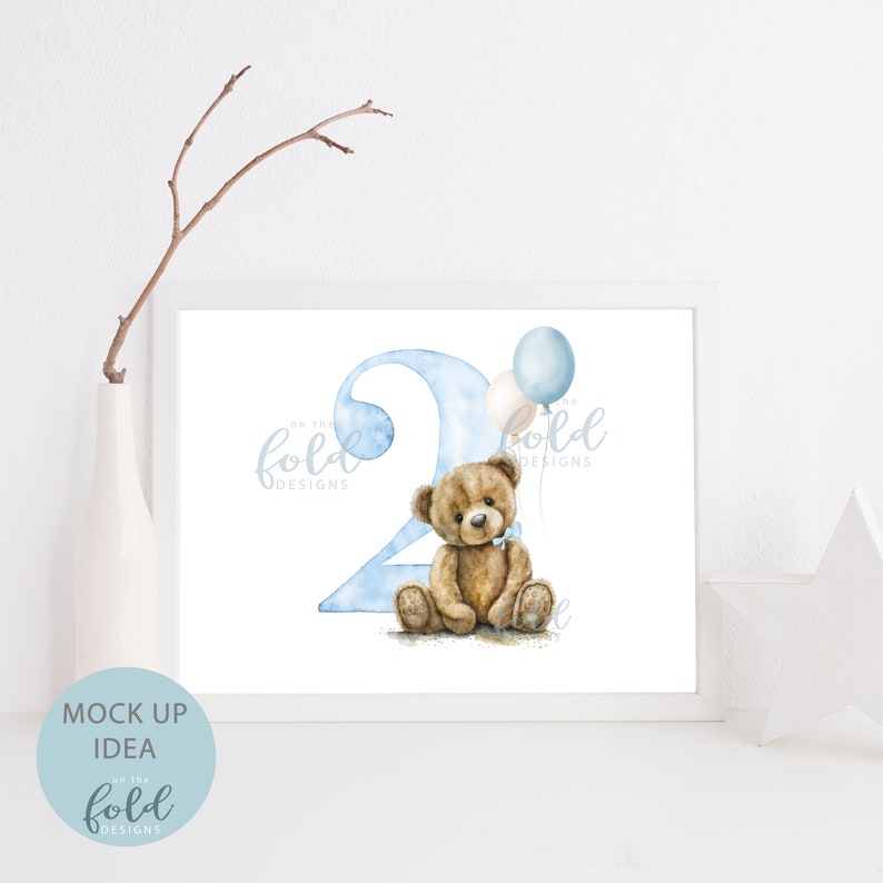 Teddy Bear Number 2 Balloons 2nd Birthday Clipart - Etsy