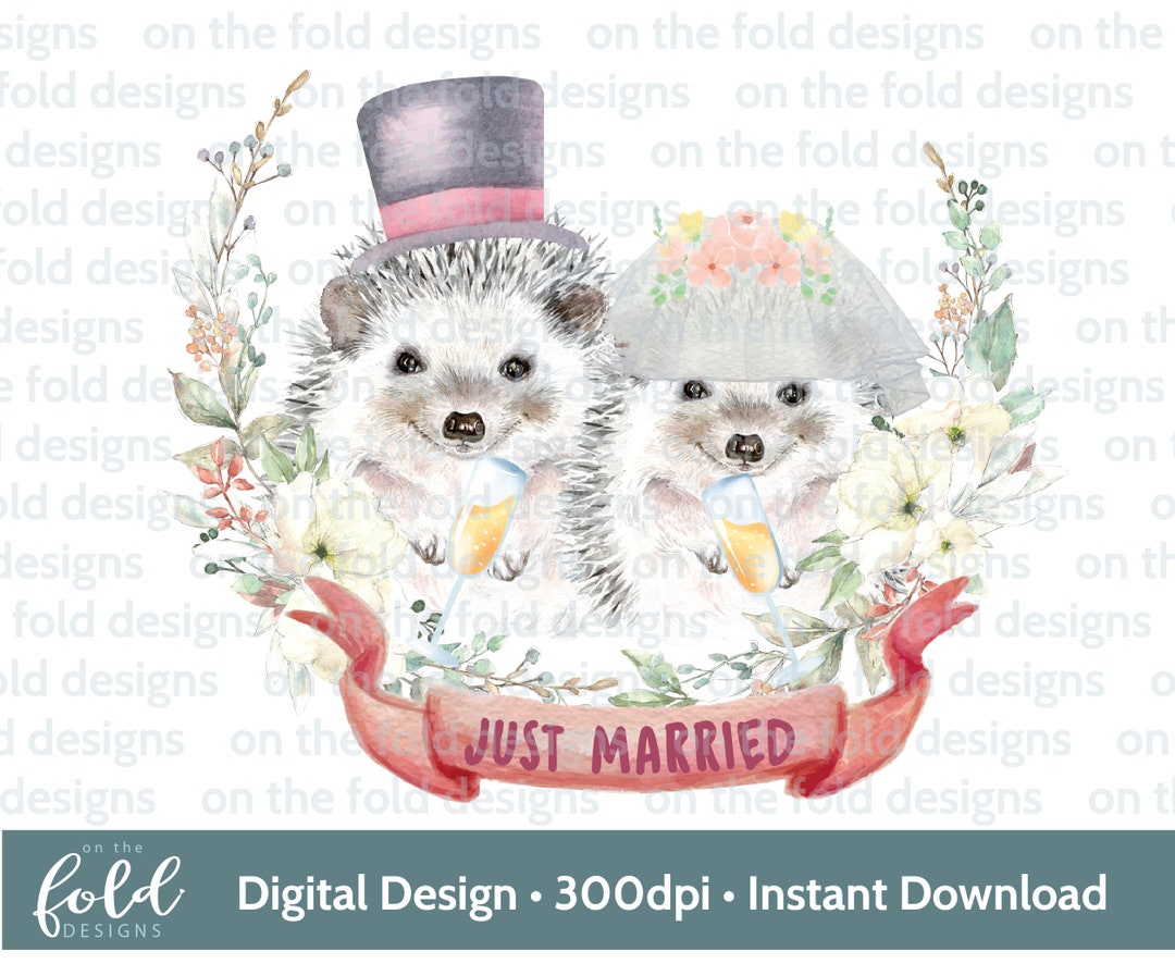 Hedgehogs, Wedding, Just Married, Clipart Instant Download Transparent ...