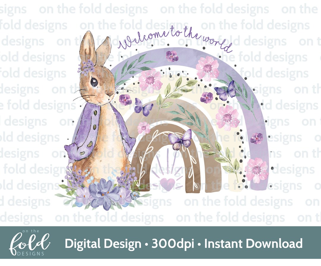 Peter Rabbit, Rainbow, Flopsy Bunny, Lilac, Purple, Floral, PNG ...