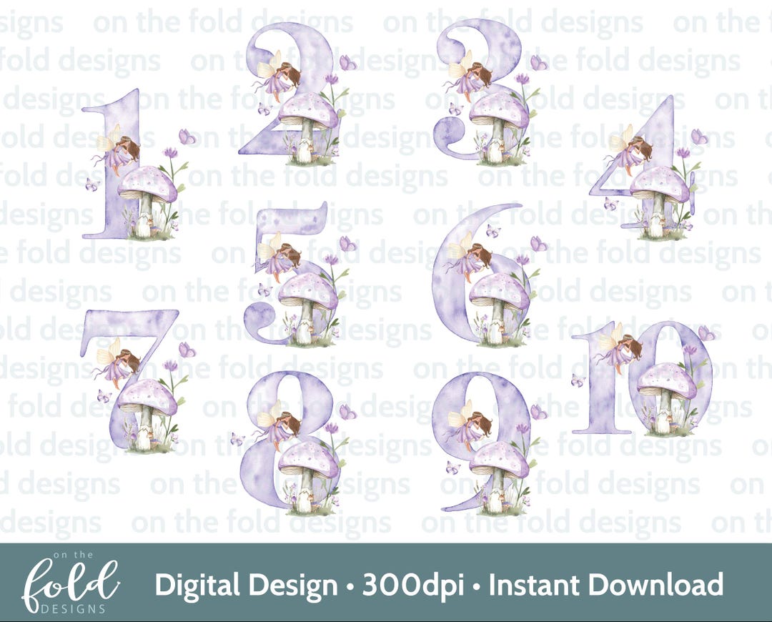 Lilac Fairy Clipart Number Bundle Png Magical Purple Design Woodland ...