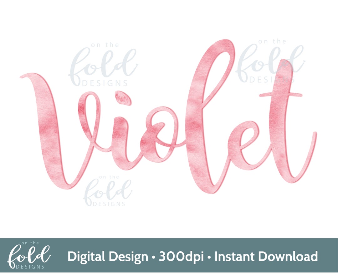 Violet Watercolor Name Pink Sublimation Design PNG Digital - Etsy