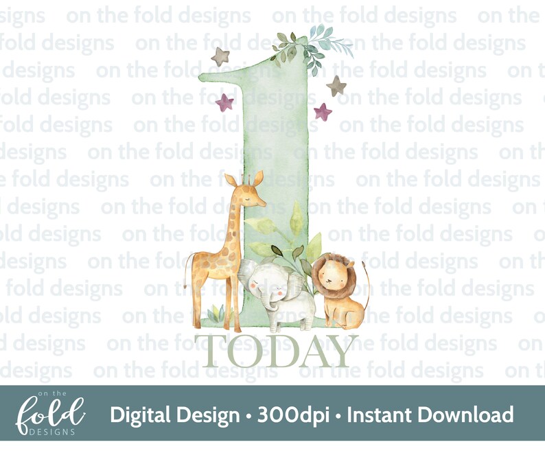 Safari 1st Birthday Clipart Number One Png Jungle Animal - Etsy