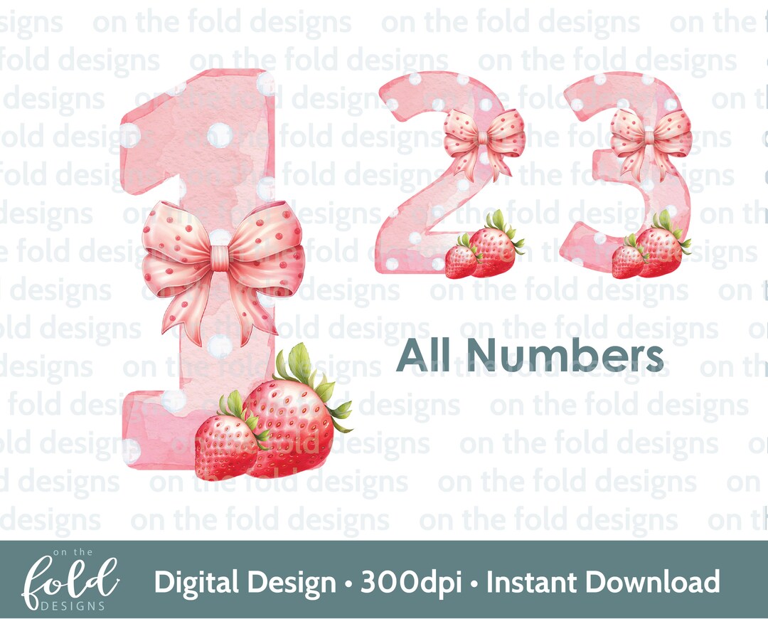 Strawberry Birthday Clipart PNG Berry Cute 1-0 Full Number Set Image ...
