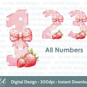 Strawberry Birthday Clipart PNG Berry Cute 1-0 Full Number Set Image ...