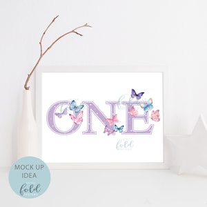 1st Birthday Butterfly Clipart, Number One Image, Png Instant Download ...