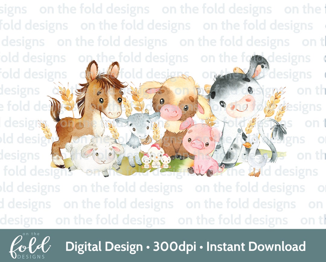 Farm Animals Clipart: Cow, Pig, Horse PNG (digital Download) - Etsy