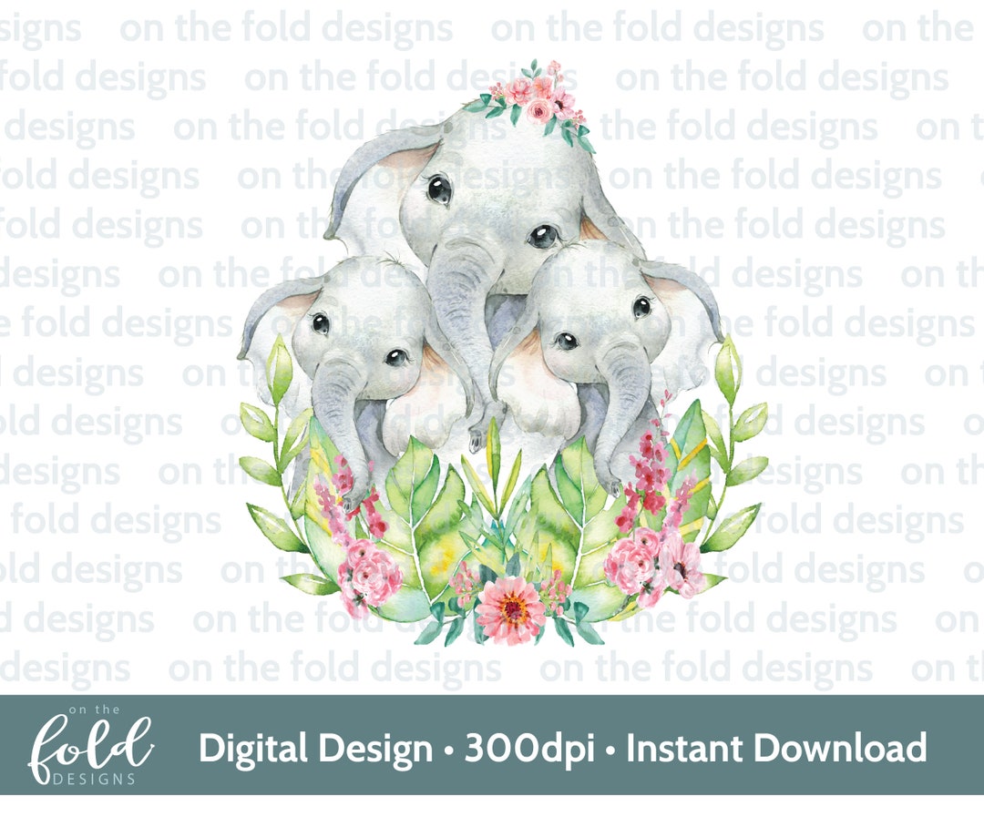 Mother's Day Elephant Clipart New Mummy PNG Floral Digital Download ...