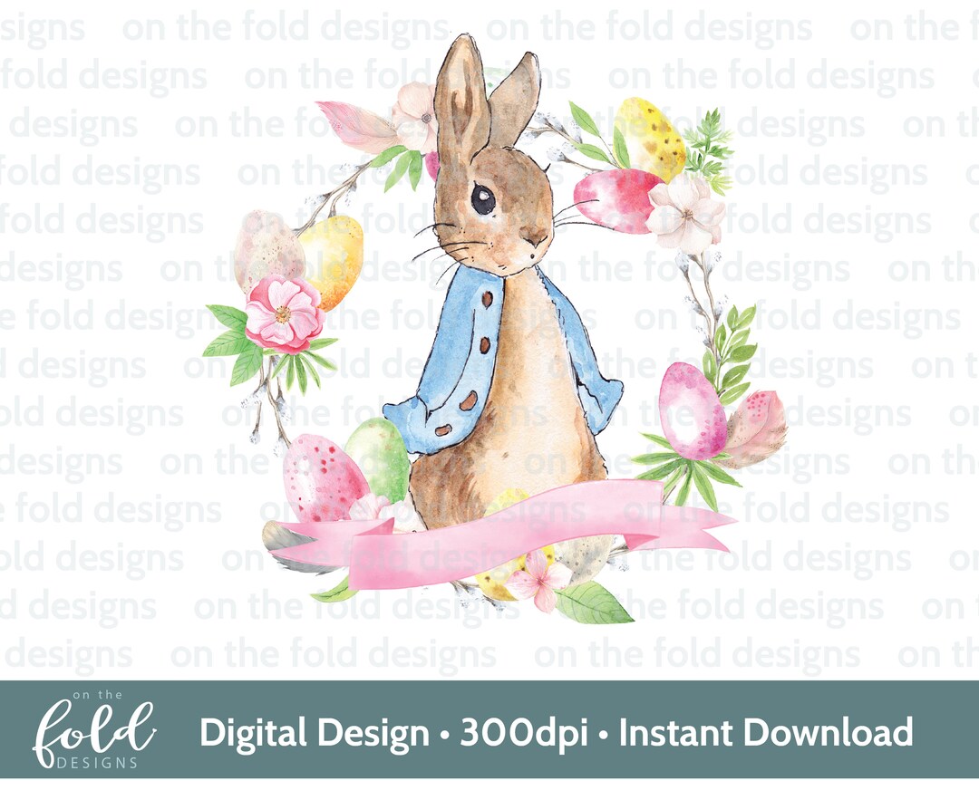Peter Rabbit Easter Clipart Wreath Flowers Frame Spring Garden Egg ...
